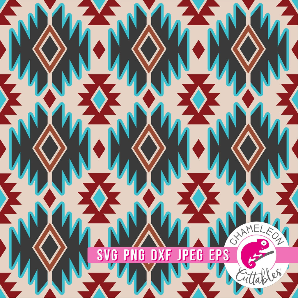 Southwestern inspired seamless pattern svg png dxf eps jpeg Chameleon ...