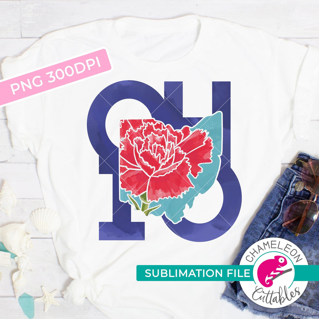 Sublimation design Ohio state shape carnation state flower PNG file ...