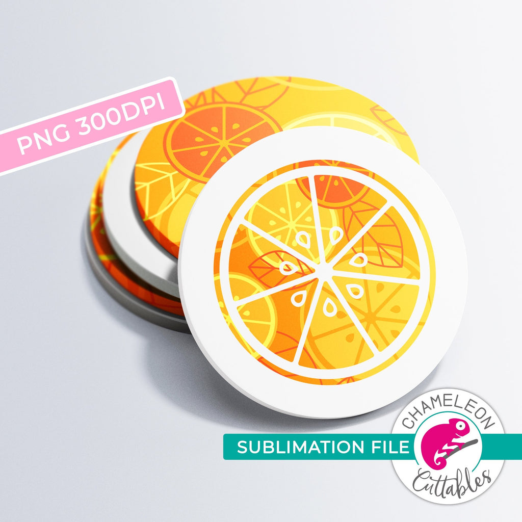 Sublimation design orange slice and citrus pattern PNG file Chameleon ...