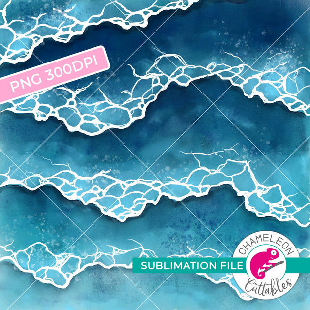 Sublimation design watercolor ocean waves PNG file Chameleon Cuttables ...