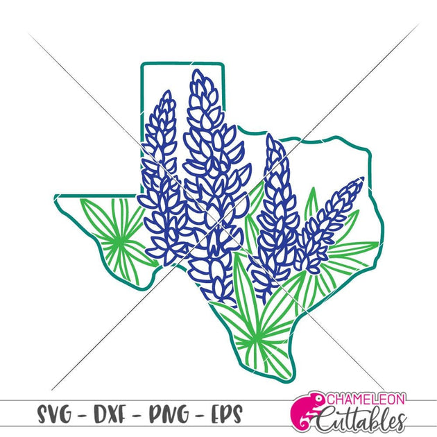Texas Bluebonnets separated svg png dxf eps Chameleon Cuttables LLC ...