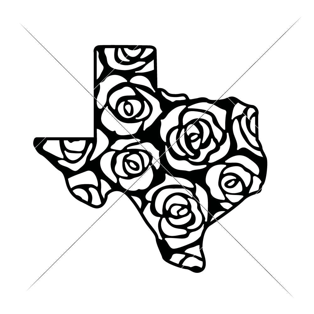 Texas Roses svg png dxf eps Chameleon Cuttables LLC | Chameleon ...