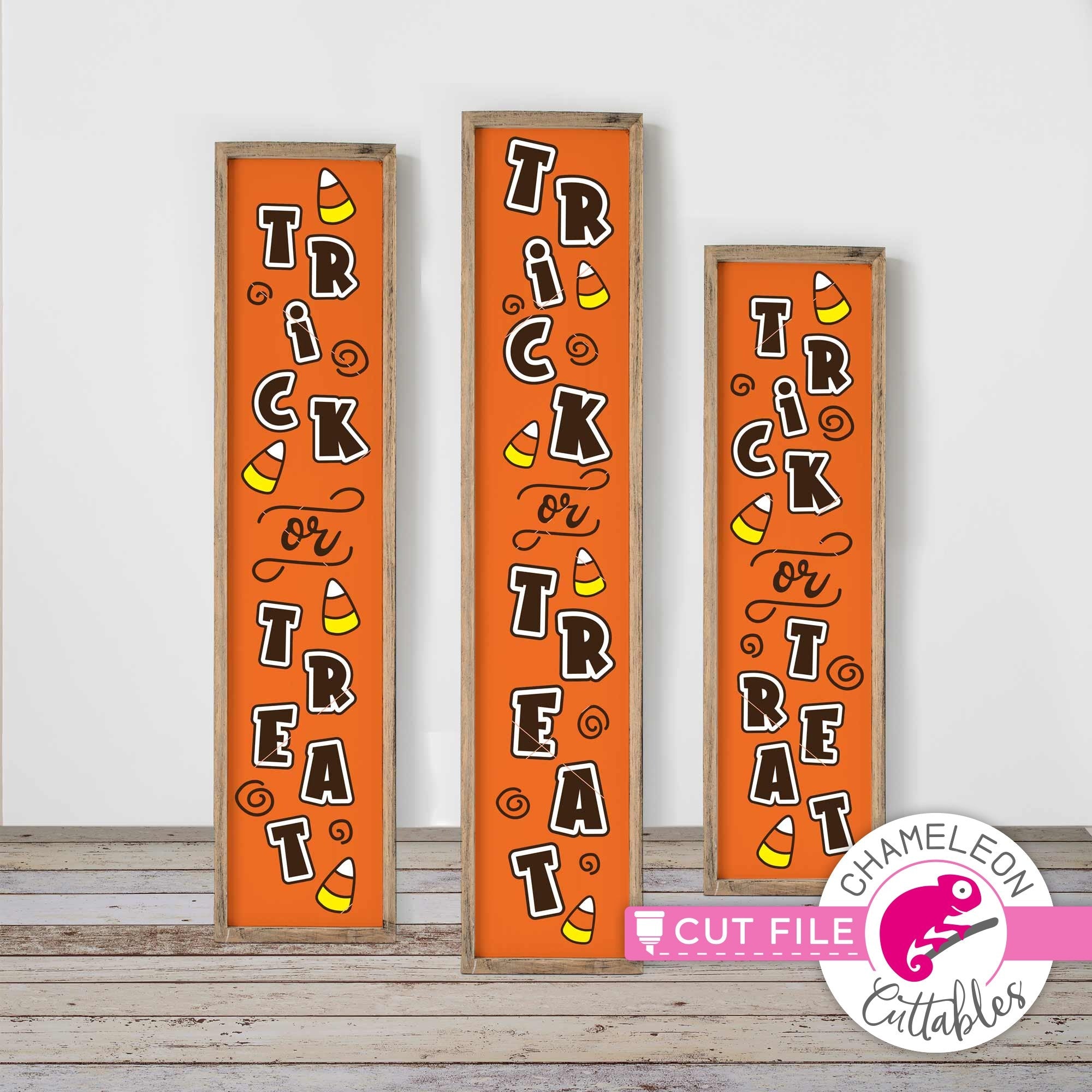 Trick or Treat Candy Corn porch sign vertical svg png dxf Chameleon ...