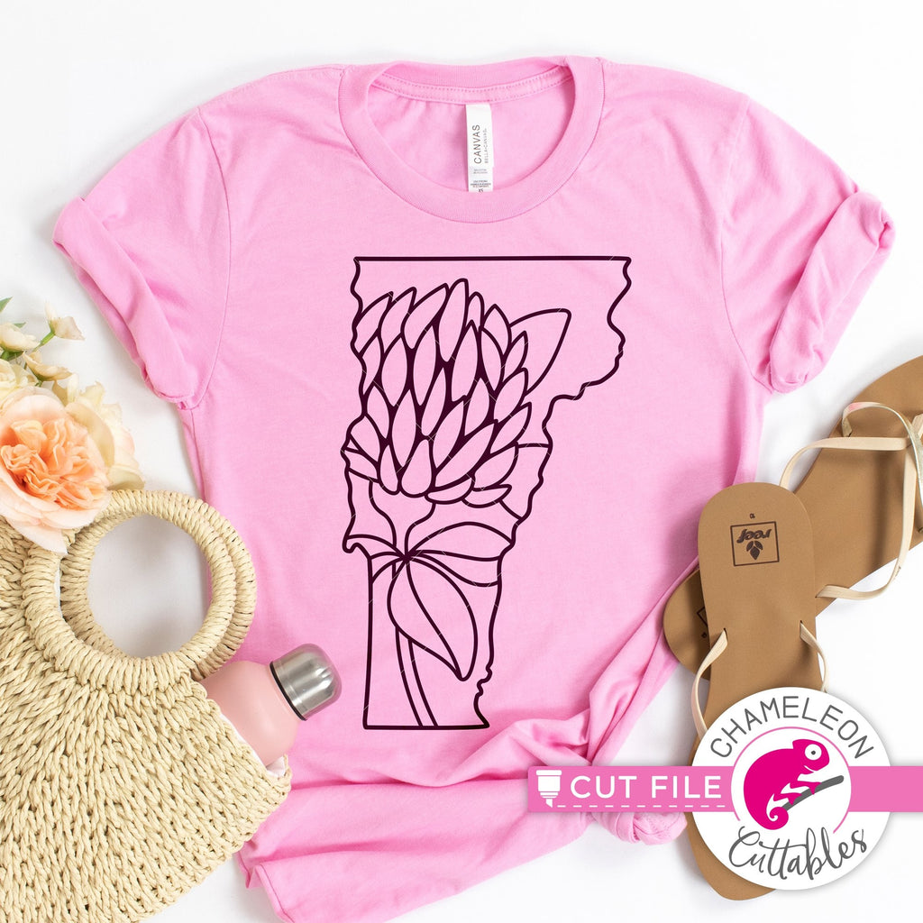 Vermont state flower Red Clover outline svg png dxf eps jpeg Chameleon ...