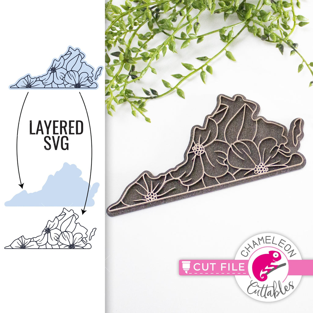 Virginia state flower SVG png dxf eps jpeg Chameleon Cuttables LLC ...