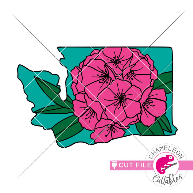 Washington state flower rhododendron layered svg png dxf eps jpeg ...