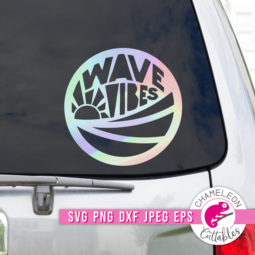 Wave Vibes Decal Design svg png dxf eps jpeg Chameleon Cuttables LLC ...