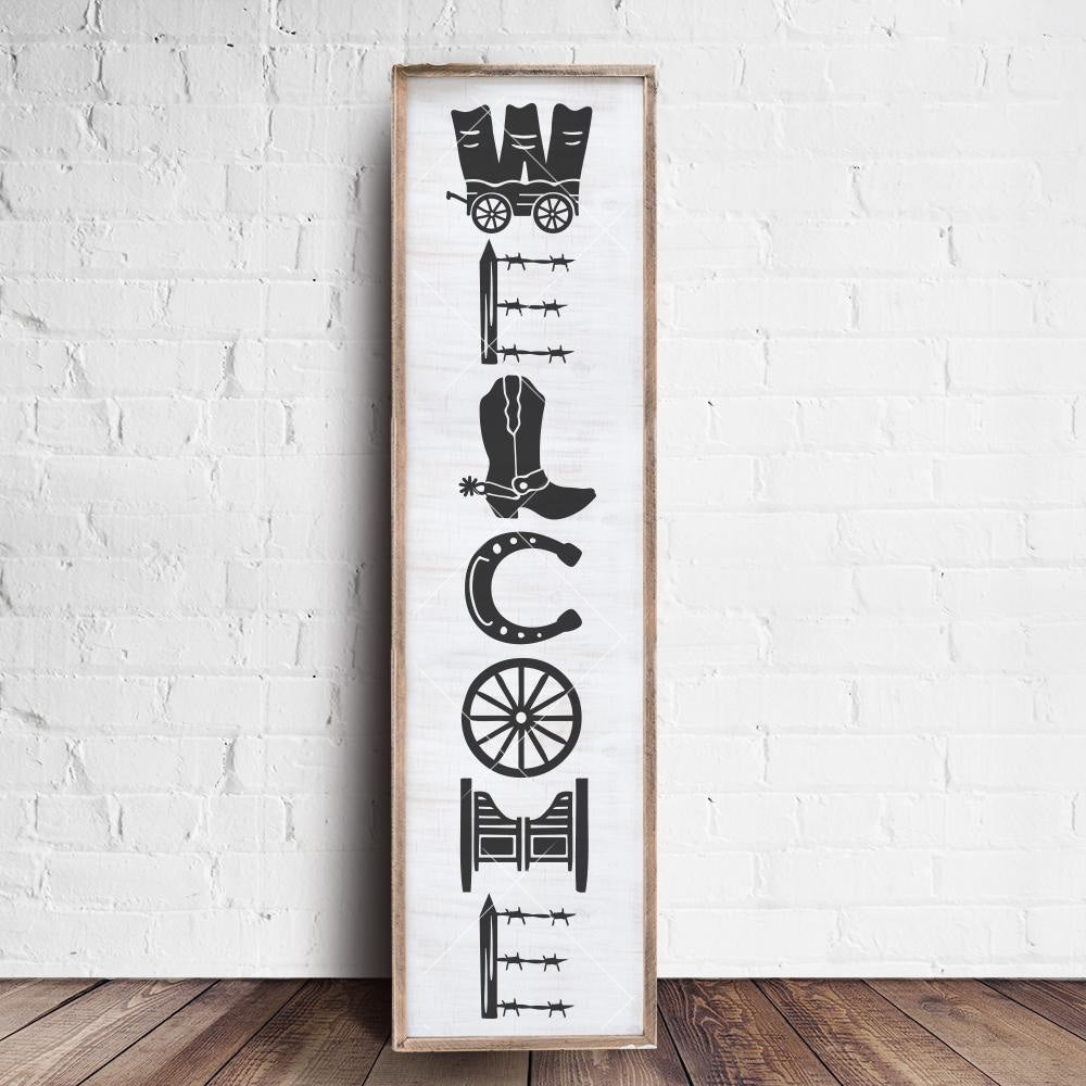 Welcome Western Front Door Sign svg png dxf Chameleon Cuttables LLC ...