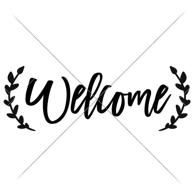 Welcome with laurel branches svg png dxf eps Chameleon Cuttables LLC ...