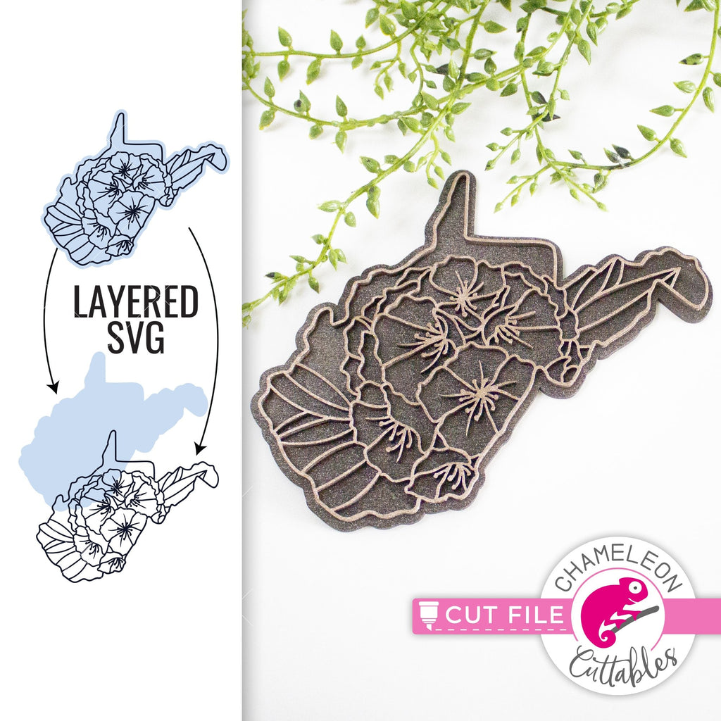 West Virginia state flower SVG png dxf eps jpeg Chameleon Cuttables LLC ...